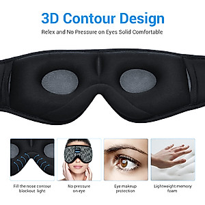 Bluetooth Sleep Eye Mask 3D Sleep Headphone with Headphones with Speakers and Microphone, Wireless Music Sleeping Eye Mask Washable Earbuds for Side Sleeper, Air Travel, Office Nap, Meditation (Grey)