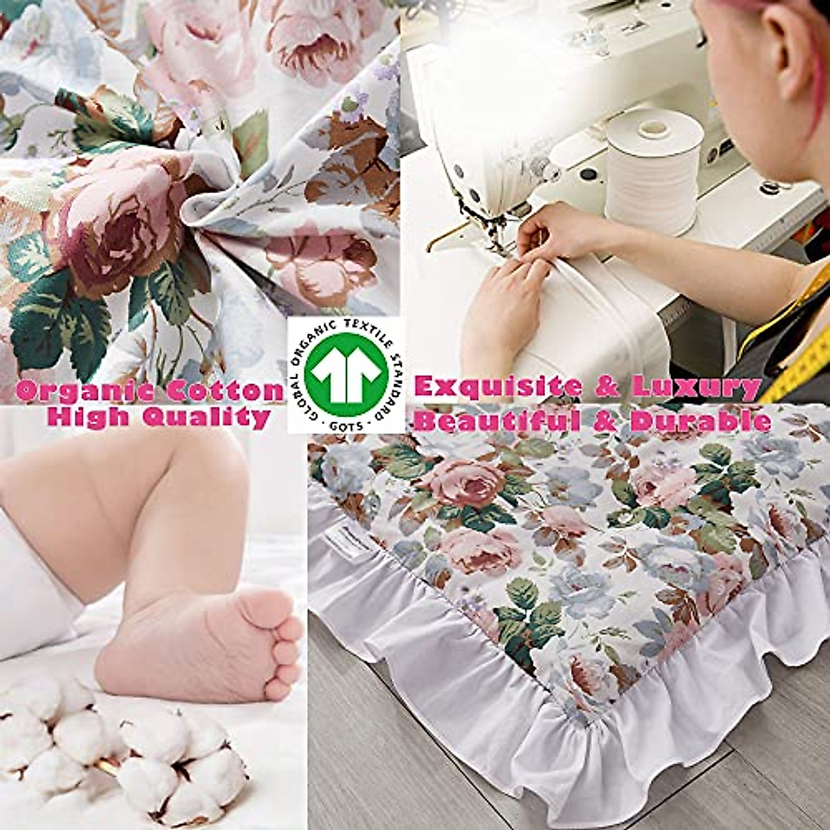 Brandream French Country Garden Floral Baby Girls Nursery Crib Bedding Sets 6-Piece Bedding Set Cotton Asian Style Chinoiserie Blossom Tree Branches Multicolored Design