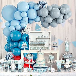 Blue Red Party Balloons, 102pcs Blue Red Balloons Garland Arch Kit, Blue Grey Red 18/12/10/5 Inch Latex Balloons for Birthday Party Baby Shower Superhero Avenger Carnival Circus Racing Car Theme