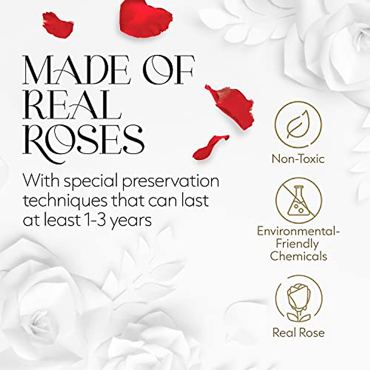 GLAMOUR BOUTIQUE 7-Piece Forever Red Rose Box - Preserved Roses in a Box, Immortal Roses in a Box That Last A Year - Eternal Rose Preserved Flowers for Delivery Prime Mothers Day & Valentines Day