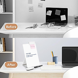 NUSIGN Glass Desktop Whiteboard with Reversable Stand, 8.5‘’x11.8'' Tabletop Small Portable Dry Erase White Board Easel with Storage Design for Home Office and School Supplies