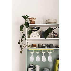 MATILODI Wine Glass Rack - Under Cabinet Stemware Wine Glass Holder - Wine Glasses Storage Hanger Metal Organizer for Cabinet Kitchen Bar (Gold, 4 Rows 2 Pack)