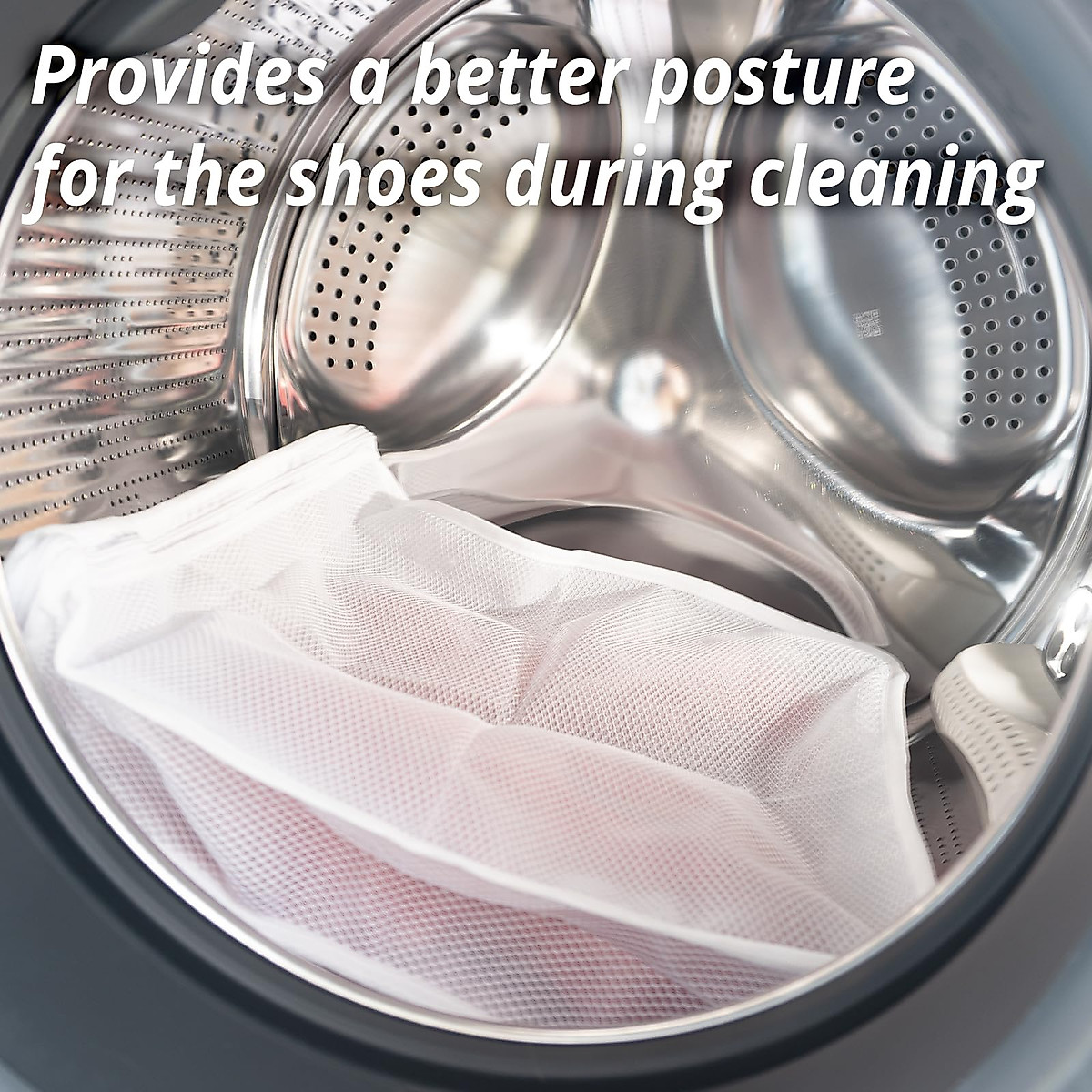 2Pcs Large Shoes Laundry Bags for Washing Machine, Fits Sneaker up to Size 14, Double Layer Mesh 16x14x3 inch Wash Bag with Built-in Divider