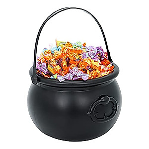 JOYIN Large Halloween Black Cauldron 7.5'', Halloween Candy Cauldron, Candy Kettle, Pot and Bucket, Black Witch Cauldron Candy Holder, Halloween St. Patricks Party Favor Decoration