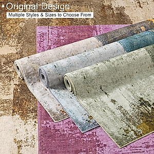 Area Rug Living Room Rug, 5x7 Modern Abstract Washable Rug Grey Non Slip Foldable Faux Wool Vintage Rug, Fluffy Non-Shedding Faux Wool Carpet for Living Room, Bedroom, Dining Room, Kids Playroom