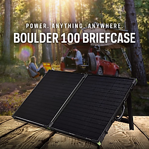 Goal Zero Boulder 100 Solar-Panel Briefcase Charging Kit, 12-Volt Battery Charger, Portable Solar-Panel Kit with 10-Amp Charge Controller, Flexible Solar-Panel Pair, and Customizable Connections