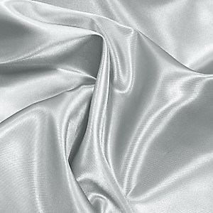 NSGZ Silver Grey Satin Fabric by The Yard, 2 Yards 60" Wide Silky Fabric, Solid Satin Cloth Fabric for Bridal, Wedding, Dress, Crafting, Decoration