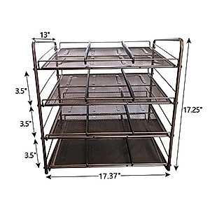 NUNET 4 Tier Stackable Can Rack Organizer,for food storage,kitchen cabinets or countertops,Storage for 48 cans,Bronze