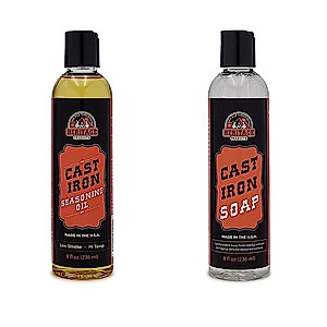 Heritage Products Cast Iron Seasoning Oil - Low-Smoke, Hi Temp All-Natural Skillet Conditioner for Dutch Oven, Griddle, Camp Grill – Cleans, Protects Cast Iron Cookware with Avocado Oil