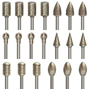 Diamond Drill Grinding Bit Set, Stone Carving Rotary Tools Polishing Kits Diamond-Coated with 1/8-inch Shank Universal Fitment for Stone Glass Ceramics