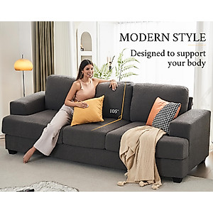 VanAcc Sofa, Loveseat Couch with Extra Deep Seats, Modern Sofa Couch- Comfy Sofa Couch for Living Room Apartment Lounge, Grey Bouclé