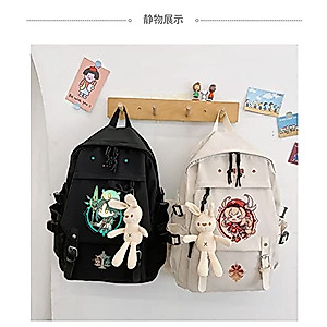 Genshin Impact Xiao Backpacks Bookbag bag Daypack for Teens Adult Large Capacity Travel Bag 18" With Cute Doll of Bunny