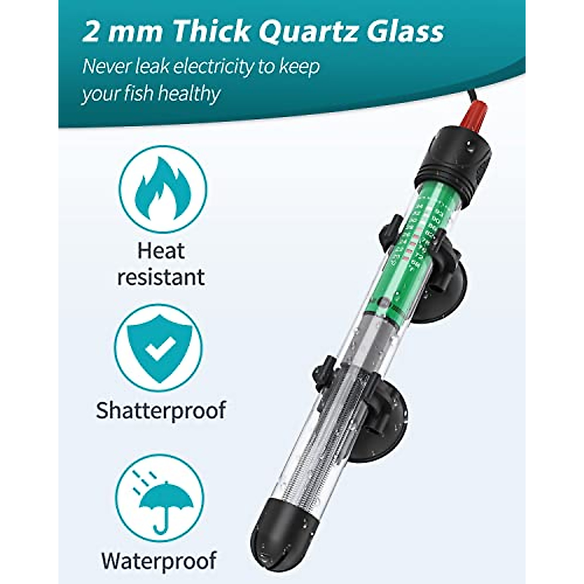 Uniclife 100 Watt Aquarium Heater with Thermometer, Fish Tanks Heater for 10-25 Gallon