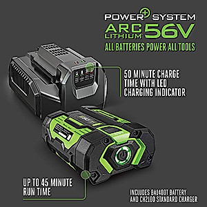 EGO ST1511T 15-Inch 56-Volt Lithium-Ion Cordless String Trimmer Kit Alu Foldable Shaft Battery and Charger Included, 15in Powerload/Telescopic/Gauge(2.5AH), Black