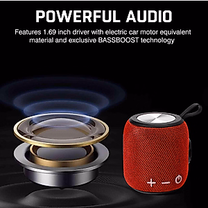 Bluetooth Speaker: Powerful Stereo Sound, IPX7 Waterproof, True Wireless Stereo Pairing, Portable Design, Latest Bluetooth V5.2 - Perfect for Defy (2021), Beach, Outdoor, Home, Parties& More - Red