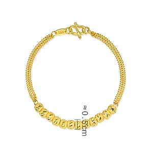 CHOW SANG SANG 999.9 24K Solid Gold Price-by-Weight 6.36g Gold Beaded chain, Beads Bracelet for Women 43363B | 6.6", (17 CM)