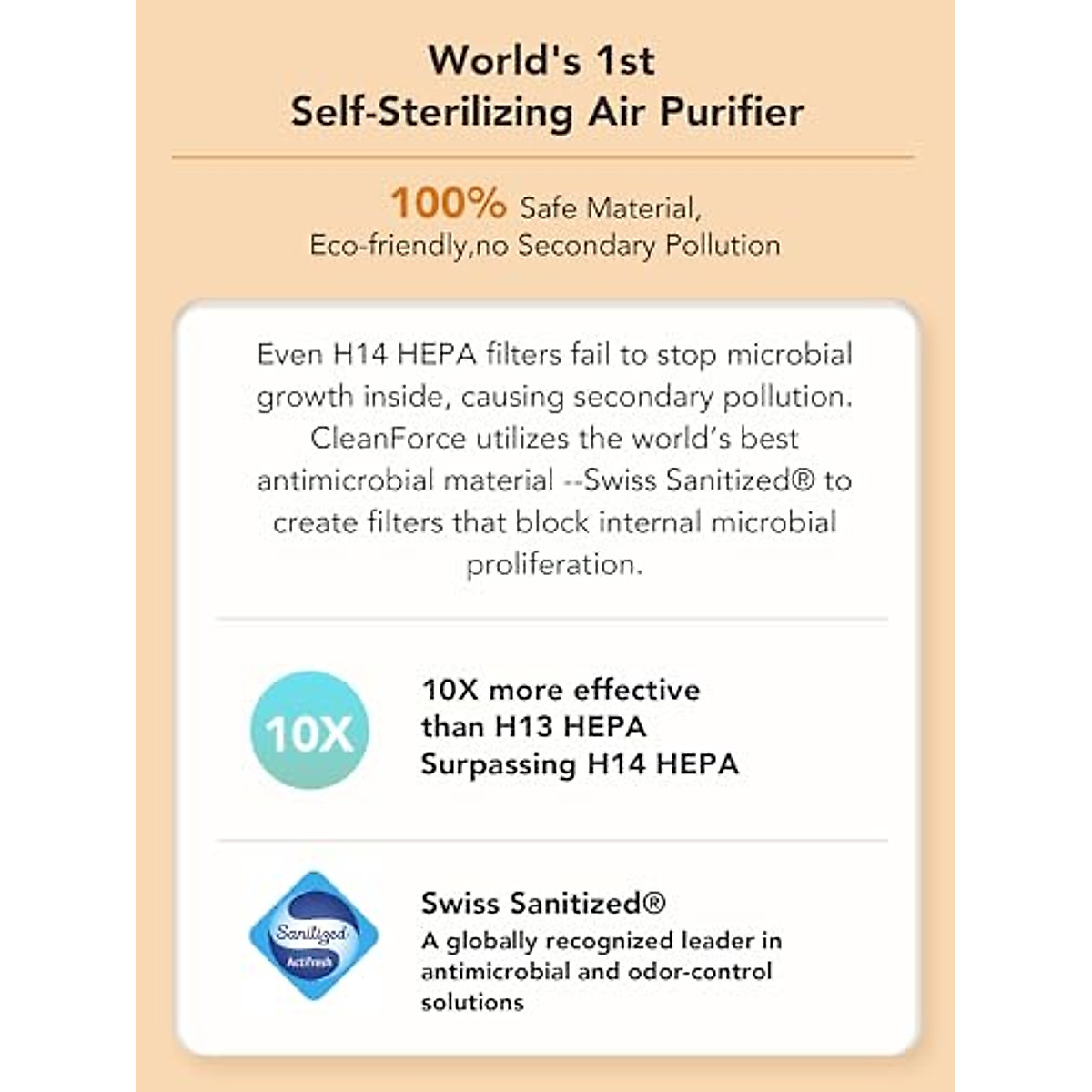 CleanForce Air Purifiers for Home Large Room Up to 2550 ft², HEPA Air Purifier Air Cleaner with WIFI for Dust, Allergens, Pollen, Pet Hair Dander, Odors, Asthma & Allergy Friendly Certified, Rainbow