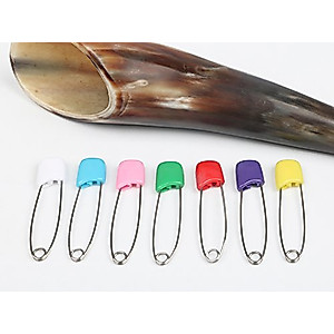 AnMiao Star 2 Inch Long 50 Pcs Plastic Head Safety Pin Safety Locking Baby Cloth Diaper Nappy Pins (8 Colors)