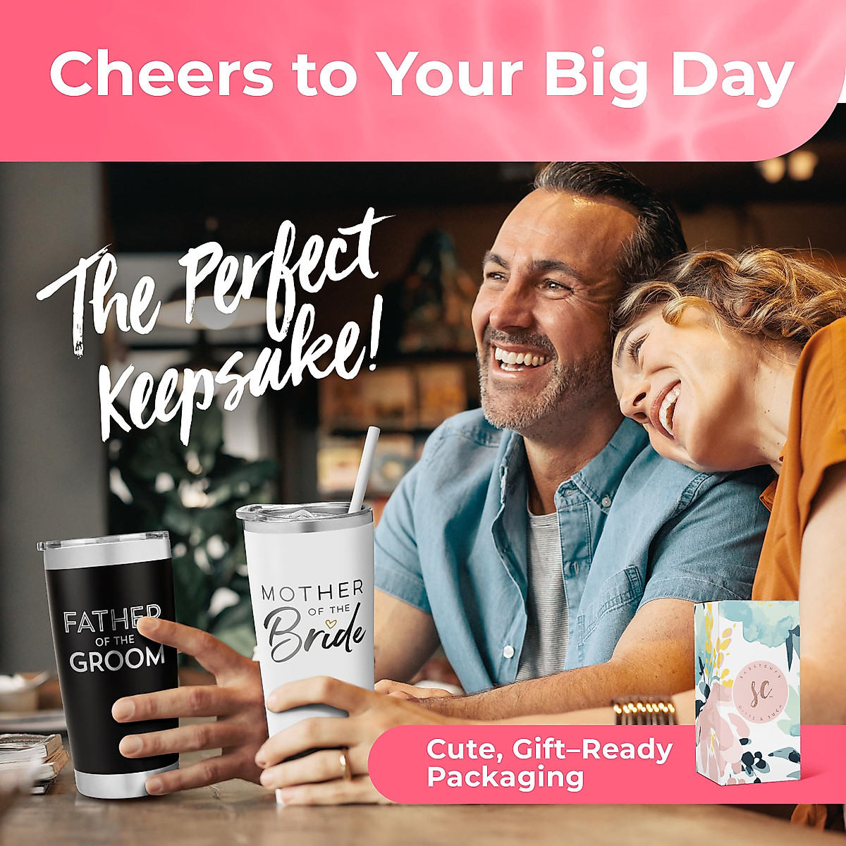 SassyCups Mother of the Bride Cup | Vacuum Insulated Stainless Steel Tumbler for Bride's Mom | Engagement Announcement | Travel Mug for Bride's Mother | Bridal Party (22 Ounce, White)