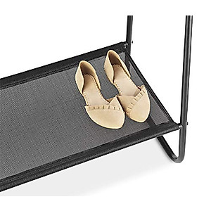 Whitmor Freestanding Wardrobe w/Fine Mesh Fabric Shelves for Portable Clothing Storage, Black