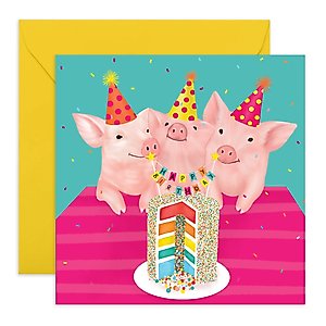 CENTRAL 23 Funny Friend Birthday Card - Party Pigs - Happy Birthday Cards For Men Women Brother Sister - Gifts For Him Her - Comes With Fun Stickers