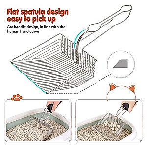 Ownpets Non-Stick Cat Litter Scoop with Foam Handle, Durable Coated Metal Litter Scooper with Deep Shovel, Carabiner & Comfy Foam Grip for Fast Sifting & Instant Cleaning