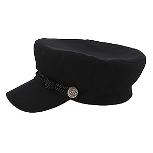 Brcus Women Yacht Captain Sailor Hat Newsboy Cabbie Baker Boy Peaked Beret Cap Black