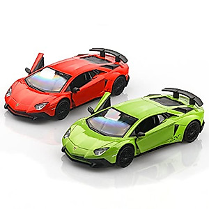 TOKAXI 1/36 Scale Lamborghini Aventador LP750-4 SV Diecast Cars Models,Pull Back Vehicles Toy Cars,Cars Gifts for Boys Girls (Green)