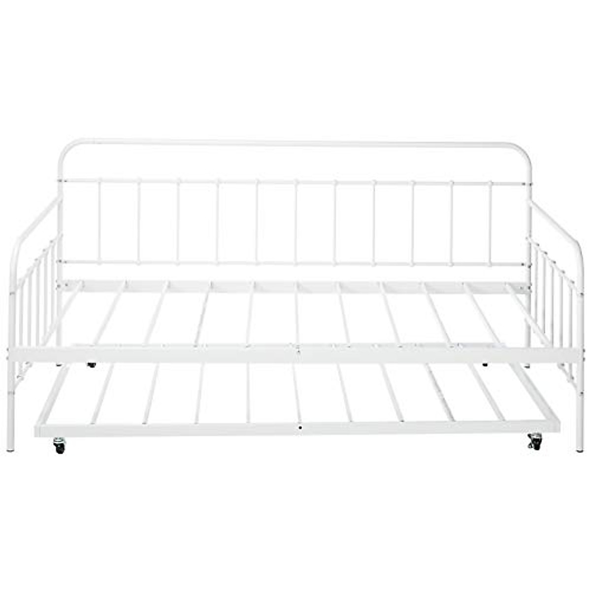 Zinus Florence Twin Daybed and Trundle Frame Set / Premium Steel Slat Support / Daybed and Roll Out Trundle Accommodate / Twin Size Mattresses Sold Separately