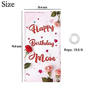 Labakita Happy Birthday Mom Door Banner, Mom/Women Birthday Decorations, Women Birthday Door Banner, Happy Birthday Backdrops for Women