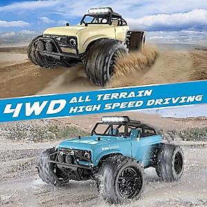Gizmovine RC CAR, Off-Road Remote Control Truck, 2.4GHz 25 MPH 4WD All-Terrain Hobby Remote Control Car, High-Speed Waterproof RC Car with 2 Rechargeable Batteries