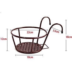 VIXPET Removable Balcony Rail Flower Pot Holder Railing Potted Plant Rack Hanging Flower Pot Shelf Stand-Black