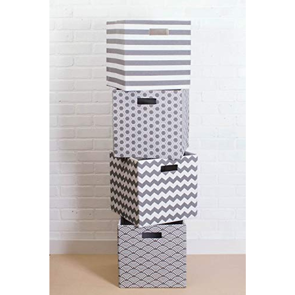DII Collapsible Polyester Storage Cube, Chevron, Gray, Large