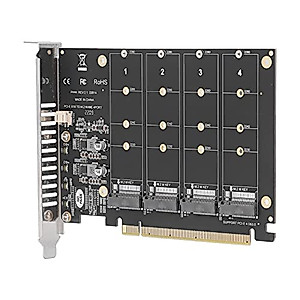 PCIE X16 Expansion Card, DC Power Chip Stable Operation M.2 NVME SSD to PCIE X16 Adapter Rugged Construction for Computers