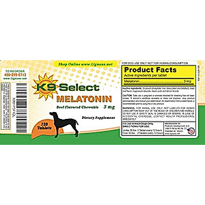 K9 Select Melatonin for Dogs, 3mg - 120 Beef Flavored Chewable Tablets - Canine Sleep Aid