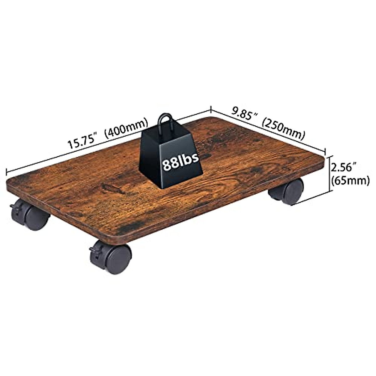 HOMCENES CPU Stand, Mobile PC Stand, Computer Tower Stand with 4 Caster Wheels Fits for Most Computer Tower, Gaming PC, Printer, Adjustable CPU Holder Under Desk (Rustic Brown)