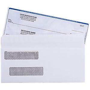 500 Self Seal QuickBooks Double Window Security Check Envelopes - for Business Laser Checks, Ultra Security Tinted, Self Adhesive Peel & Seal White, Size 3 5/8 x 8 11/16-24lb NOT for INVOICES
