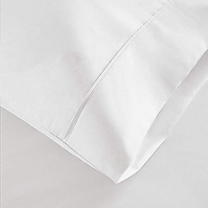 Extra Deep Sheets-Cotton Bed Sheets - 100% Cotton - 400 Thread Count - 22 Inch Extra deep Pocket Fitted Sheet with Elastic All Around (4 Pcs Sheet Set) - (White Stripe - Queen Size)
