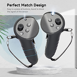 MOJOXR Touch Controller Grips Cover Compatible with Meta/Oculus Quest Pro Accessories, with Charging-Without-Removing Design and Adjustable Anti-Throw Wrist Knuckle Strap(2 Pack-Black)