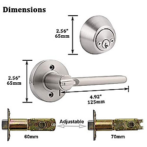 Gobrico Keyed Alike Entry Door Locksets with Double Cylinder Deadbolt Lock Combo Sets,Brushed Nickel Exterior Entrance Door Levers,Front Door Handle Sets,3 Pack