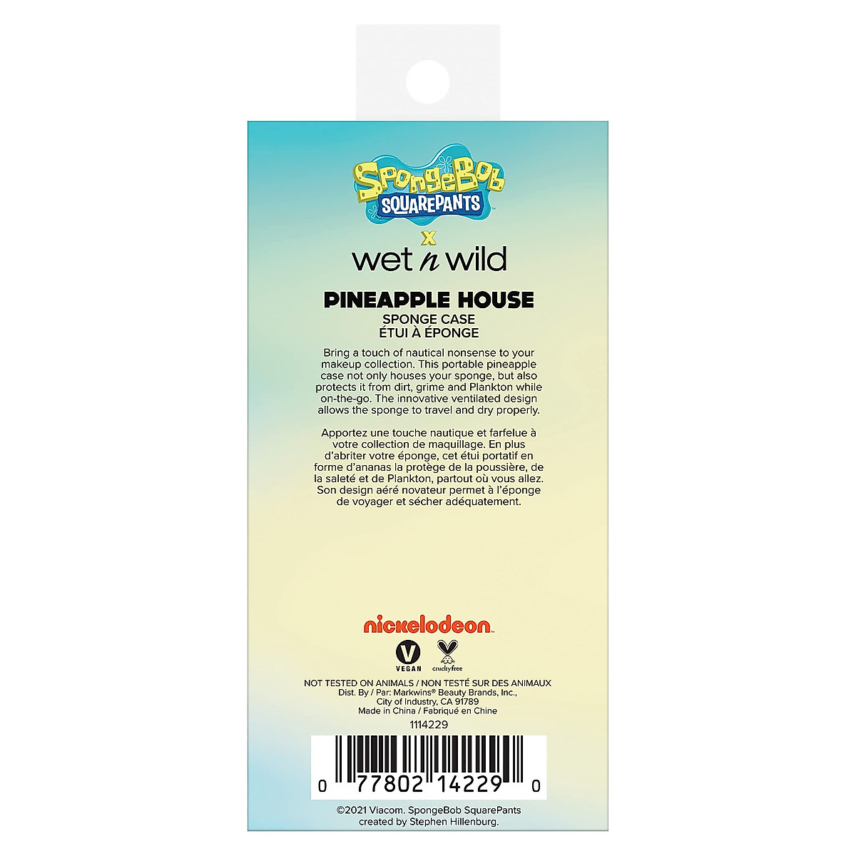 wet n wild House Sponge Case Bob Squarepants Makeup Tools Travel (1114229), Pineapple