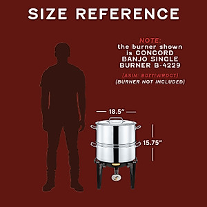 CONCORD Extra Large Outdoor Stainless Steel Stock Pot Steamer and Braiser Combo. Great for steaming oysters, crab, crawfish and more (40 QT)