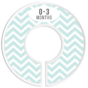 Baby Closet Size Dividers, Mint, Set of 6 Organizers, BoyStripe, Chevron