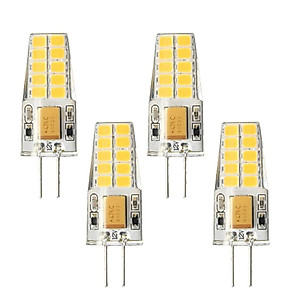 Lxcom Lighting 2.5W G4 led Light Bulbs AC/DC 12V G4 Mini LED Bulb(4 Pack)- 25W Halogen Light Bulbs Replacement Warm White 3000K JC T3 Lamp for Chandelier Display Puck Light Landscape Lighting