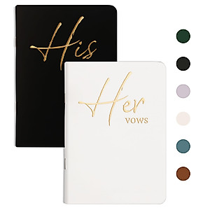 Taja Vow Books His and Hers, Wedding Vow Books with Gold Foil Lettering, Perfect Wedding Ceremony Essential for Wedding Stuff, Beautiful Wedding Present for Keepsake - White and Black