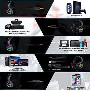 Gamer Headset K10 | Sonido Surround | Blocks External Noise | Includes microfone | Compatible with PS5, PS4, Xbox One, Nintendo Switch, PC, I pad, Celulares