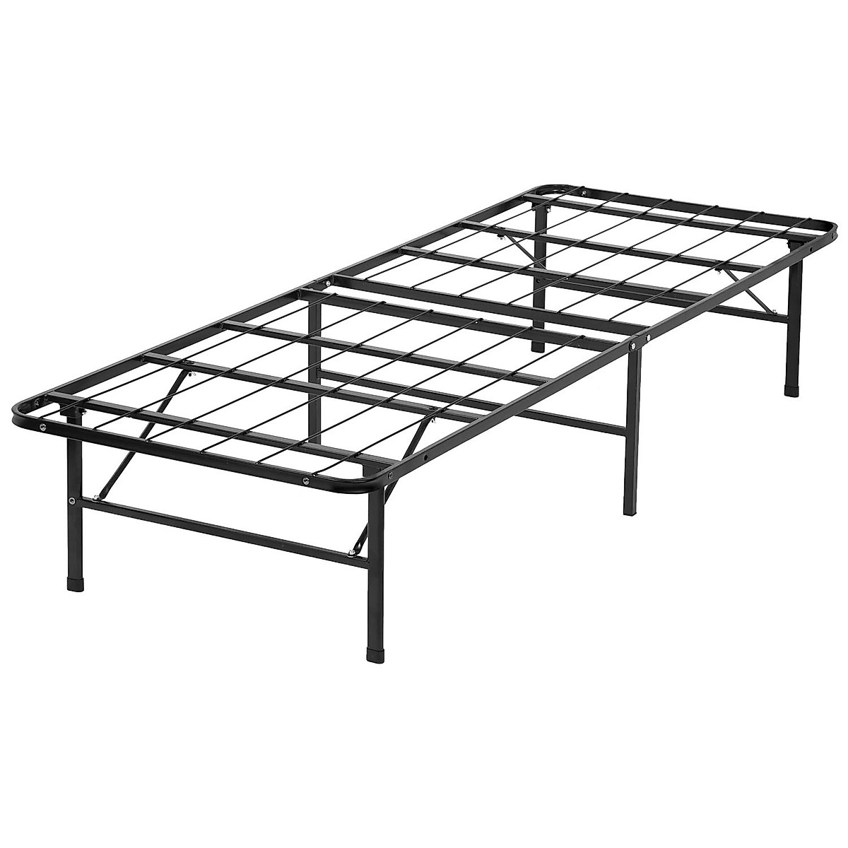Black Metal Bed Frame Platform Twin Size 14 Inch Heavy Duty Steel Box Spring Mattress Foundation with Storage