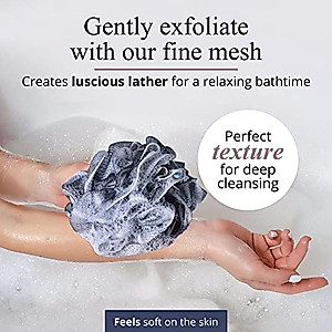 MainBasics Bath Shower Loofah Sponge Pouf Body Wash Scrubber (Set of 3) (Black Ice)