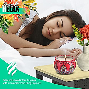 Scented Candles Gift Set - Made of Natural Soy - Luxuriously Designed Tin - Eco-Friendly - Stress Relief Candles - Gift Idea for Women, Weddings, Party, Birthdays, Anniversary- Set of Four