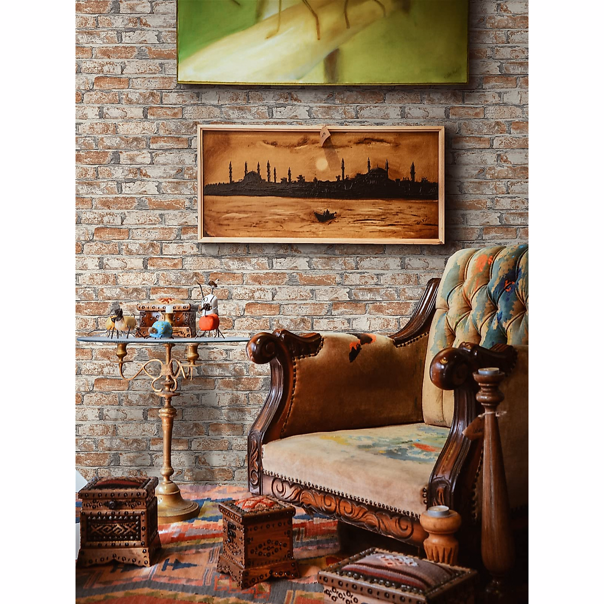 Brick Wallpaper Peel and Stick Wallpaper Brick Contact Paper for Walls Red 3D Brick Wallpaper Kitchen Wallpaper Faux Brick Self-Adhesive Removable Wallpaper for Bedroom Accent Wall Décor 17.3“×78.7”